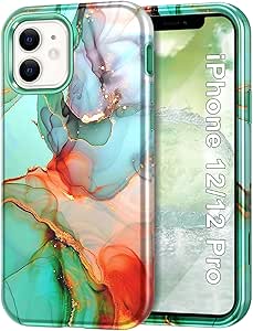 Amazon.com: Btscase for iPhone 12 Case/iPhone 12 Pro Case, Heavy Duty Three Layer Marble ...