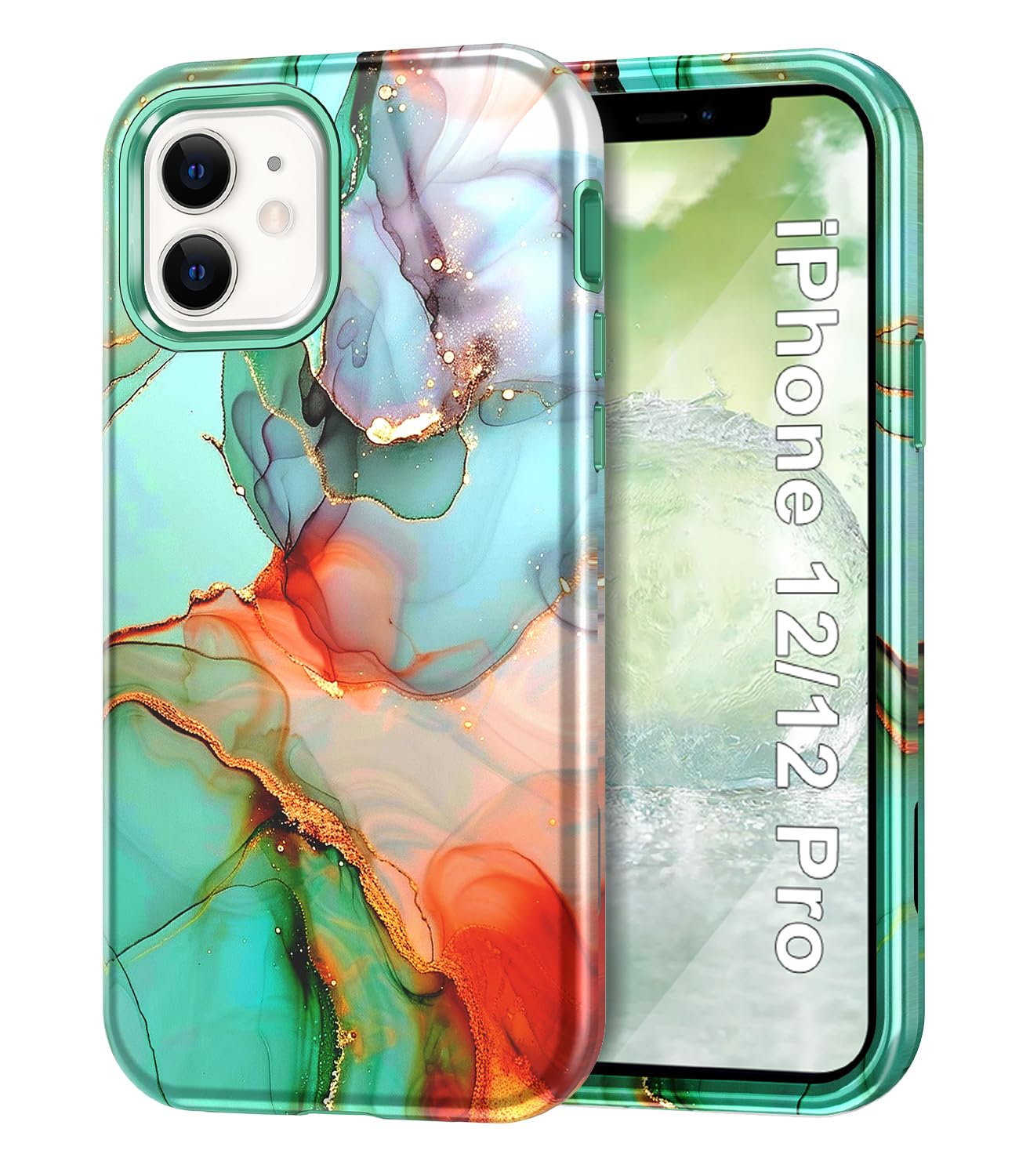 Amazon.com: Btscase for iPhone 12 Case/iPhone 12 Pro Case, Heavy Duty Three Layer Marble ...