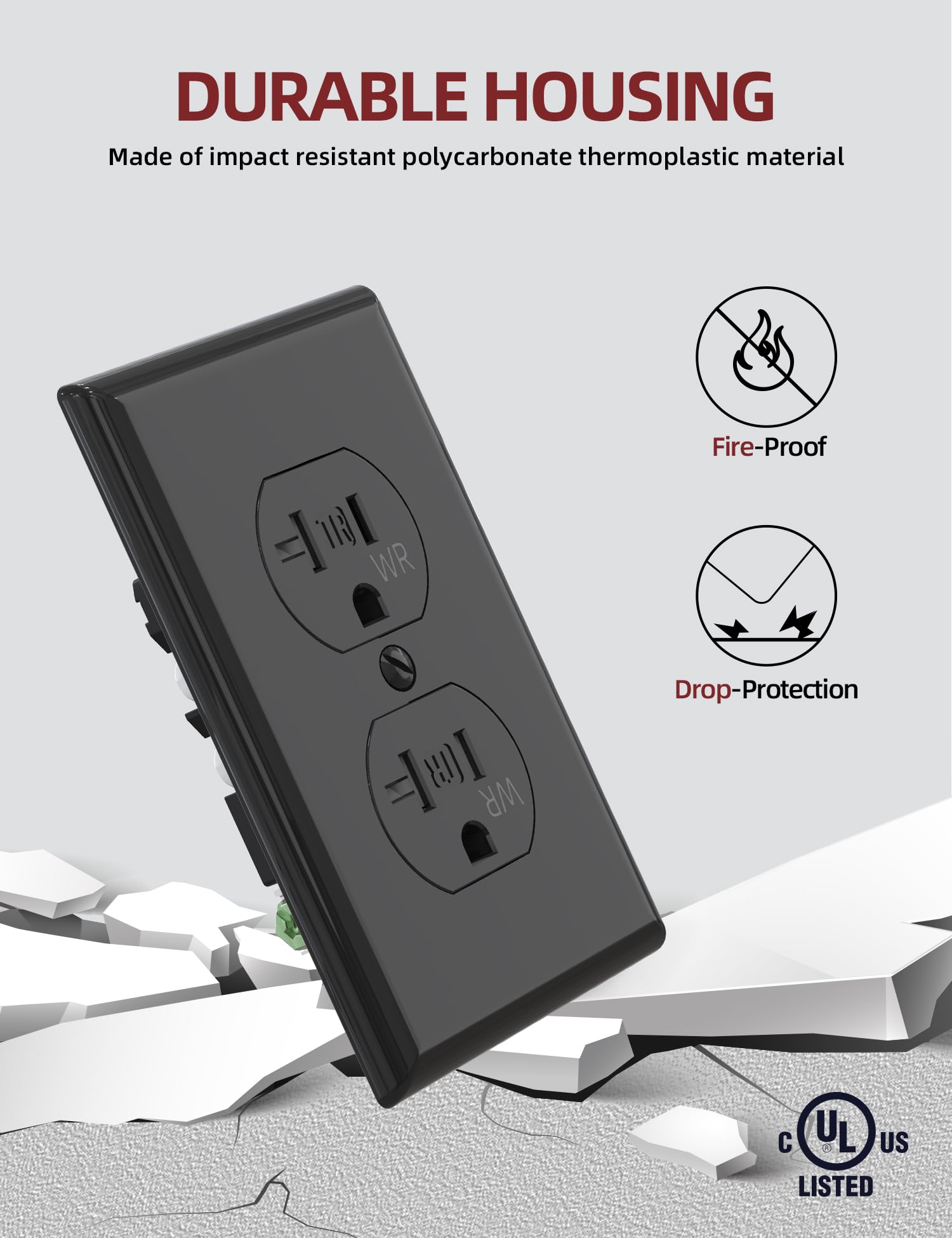 Snapklik.com : 20 Amps Outlets Duplex Electrical Receptacle Outlets,WR&TR, Wall Plate Included ...