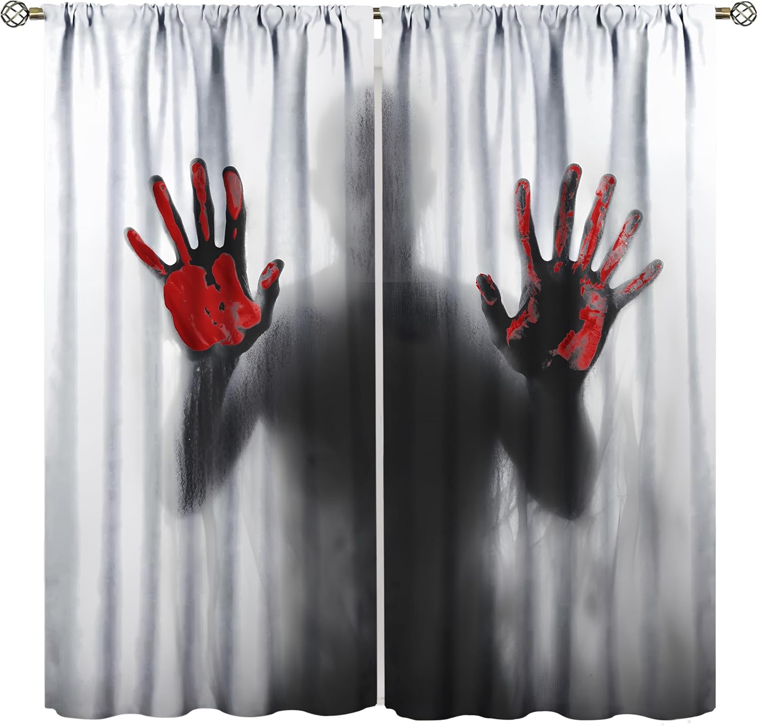 Amazon.com: Scary Halloween Curtain, Horror Shadow Silhouette Blood ...