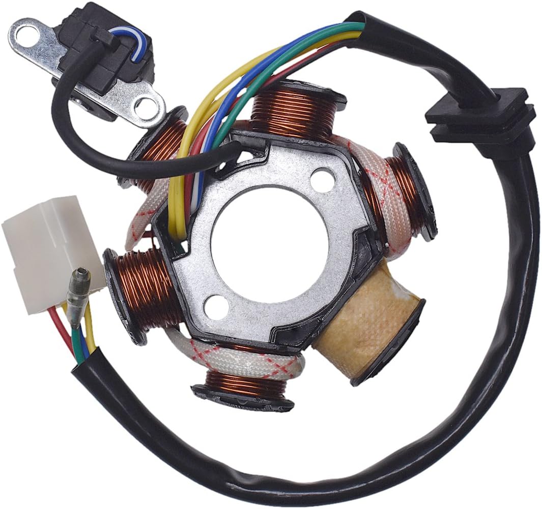 Amazon.com: 6-Coil 5 Wires Pole Magneto Flywheel Stator For 50cc 90cc ...