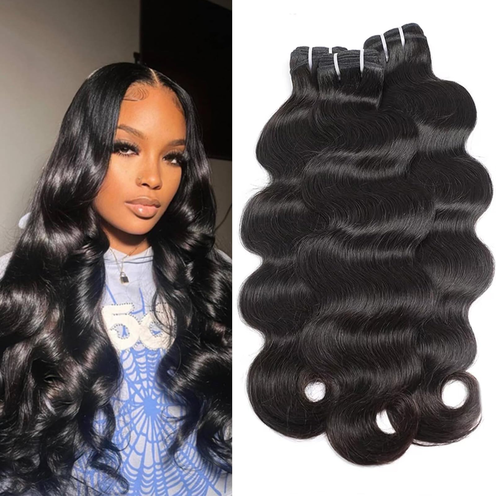 Amazon.com : Gefily Bundles Human Hair Body Wave 20 22 24 Inch 3 ...
