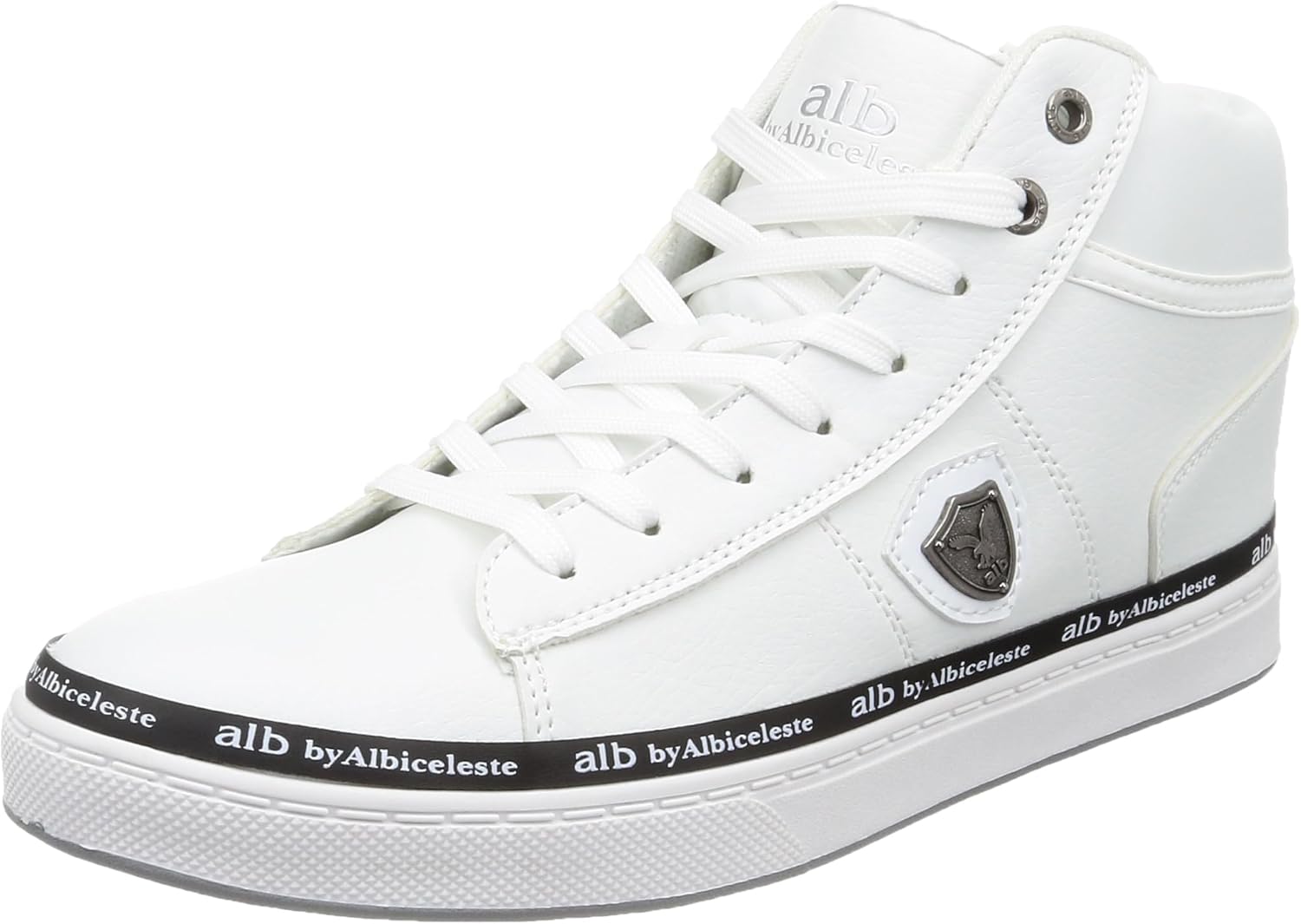 Amazon | [アルビ] アルビ ハイカット スニーカー カジュアルシューズ 靴ひも おしゃれ 厚底 クッション 性 軽量 ジム フラットソール 5709 メンズ ホワイト 26.5 cm ...