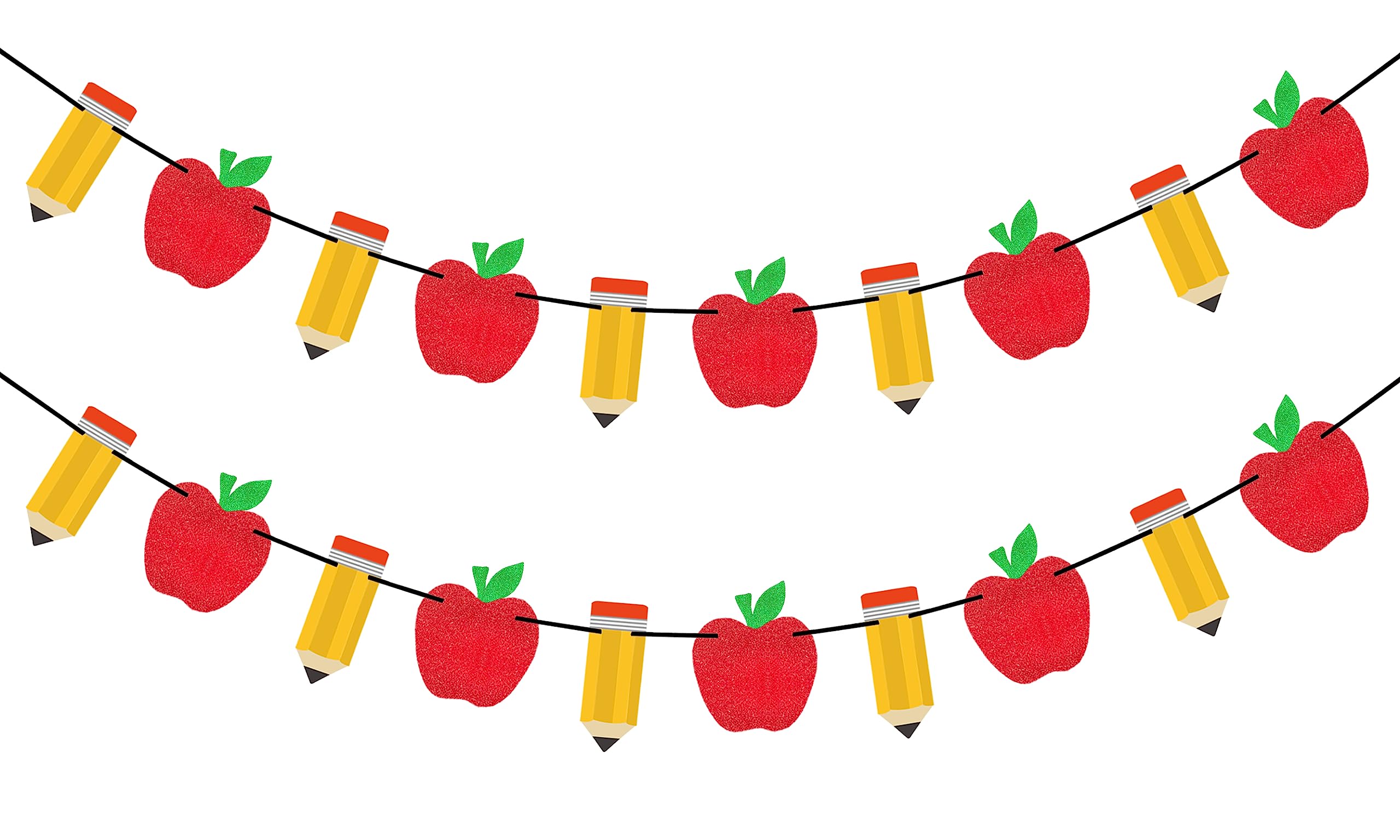 Amazon.com: VILIFEVER 2 Pieces Pencil Apple Banner for Back to School ...