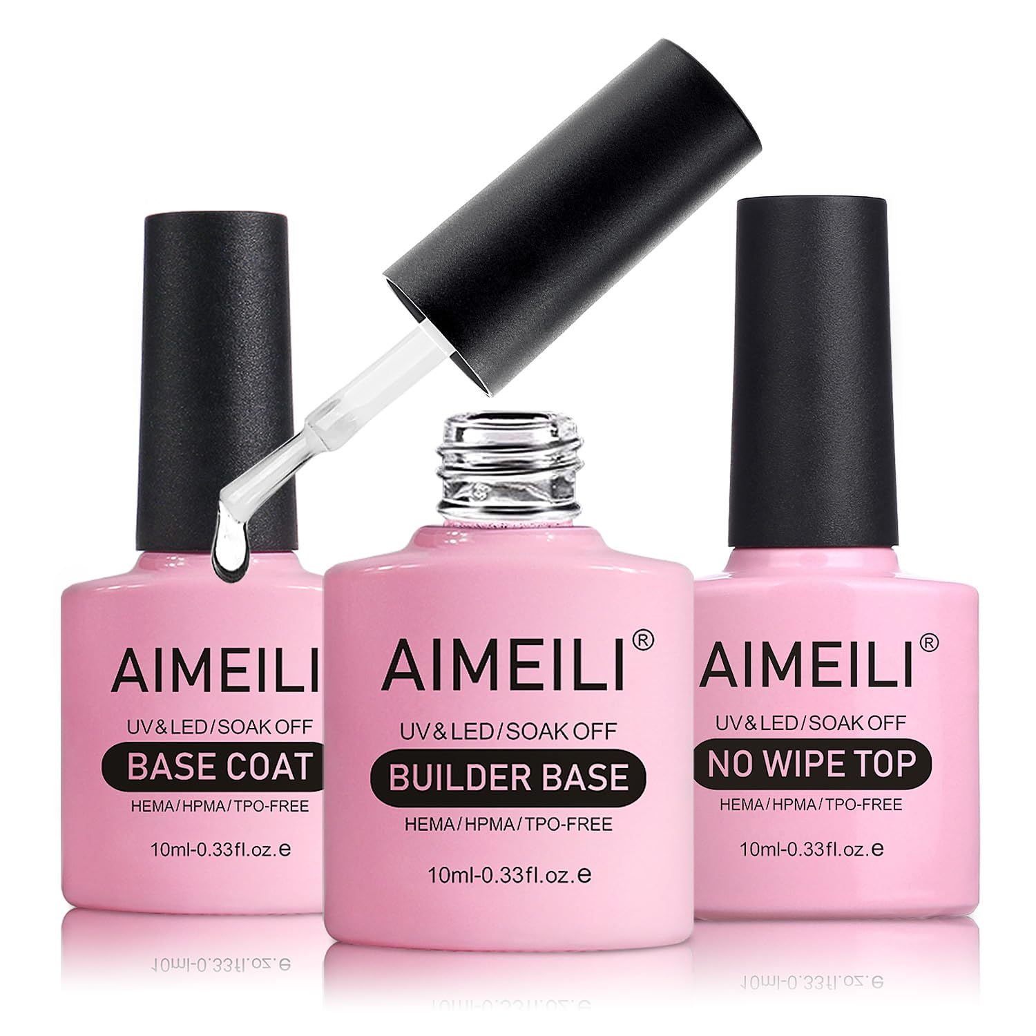Amazon.com : AIMEILI Builder Nail Gel Base Coat No Wipe Top Coat Kit ...