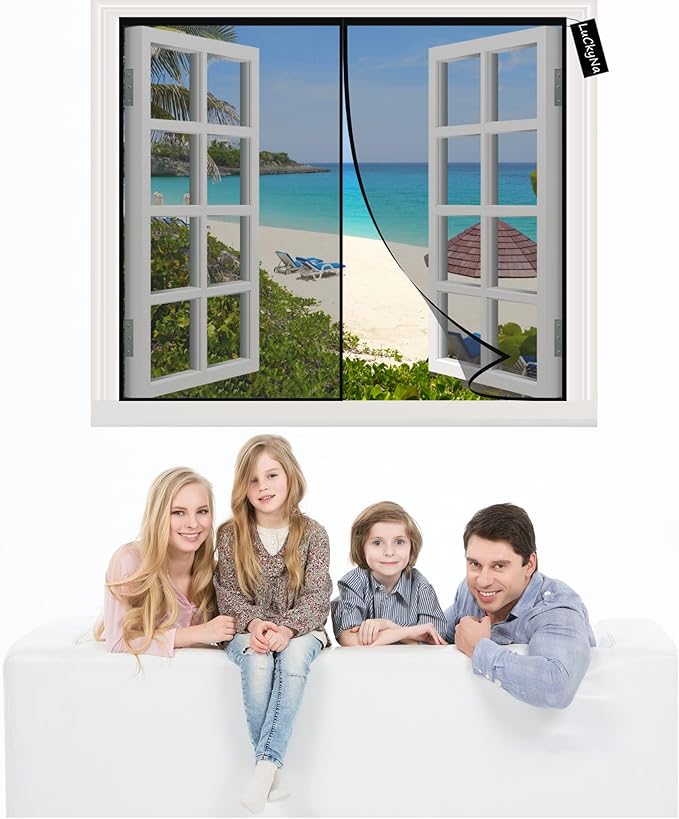 Magnetic Fly Screens for Windows 140x210cm 𝟐𝟎𝟐𝟑 𝐍𝐞𝐰 Black Heavy Duty ...