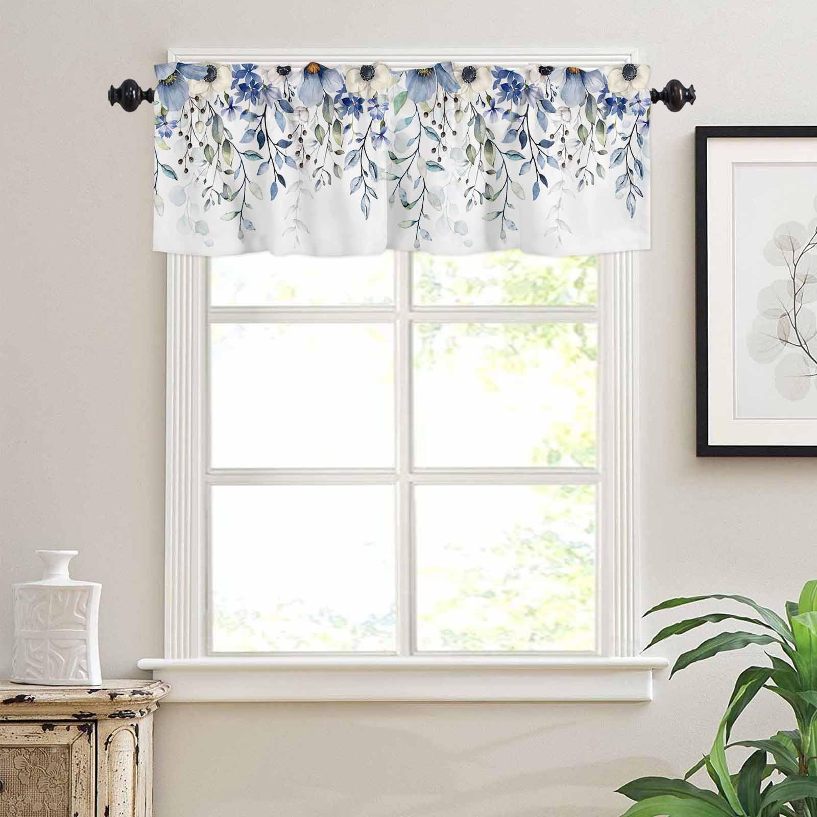 Amazon.com: Blue Valances for Windows/Kitchen/Living Room Decor, Spring ...
