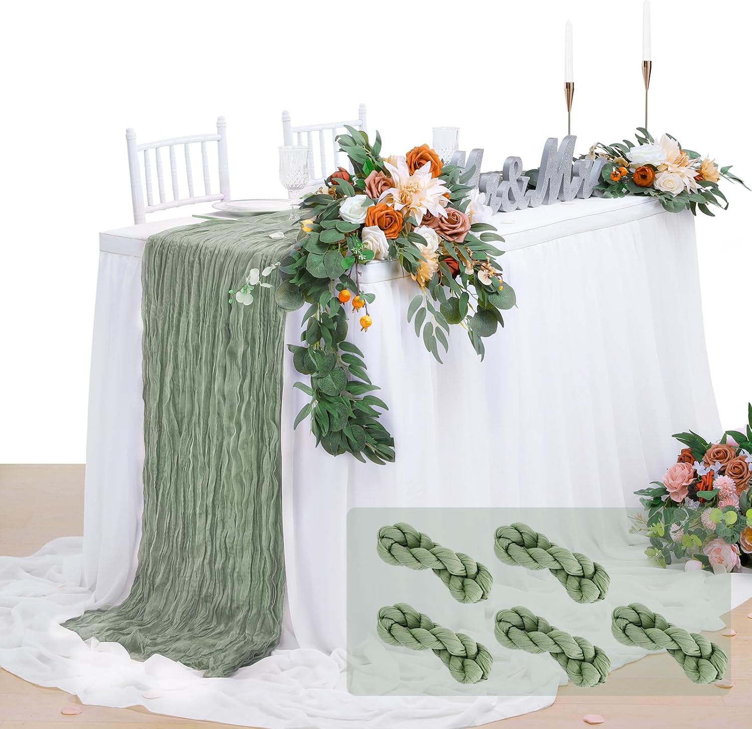 5 Pack Cheesecloth Table Runner Sage Green Cheese Cloth Table Runner ...