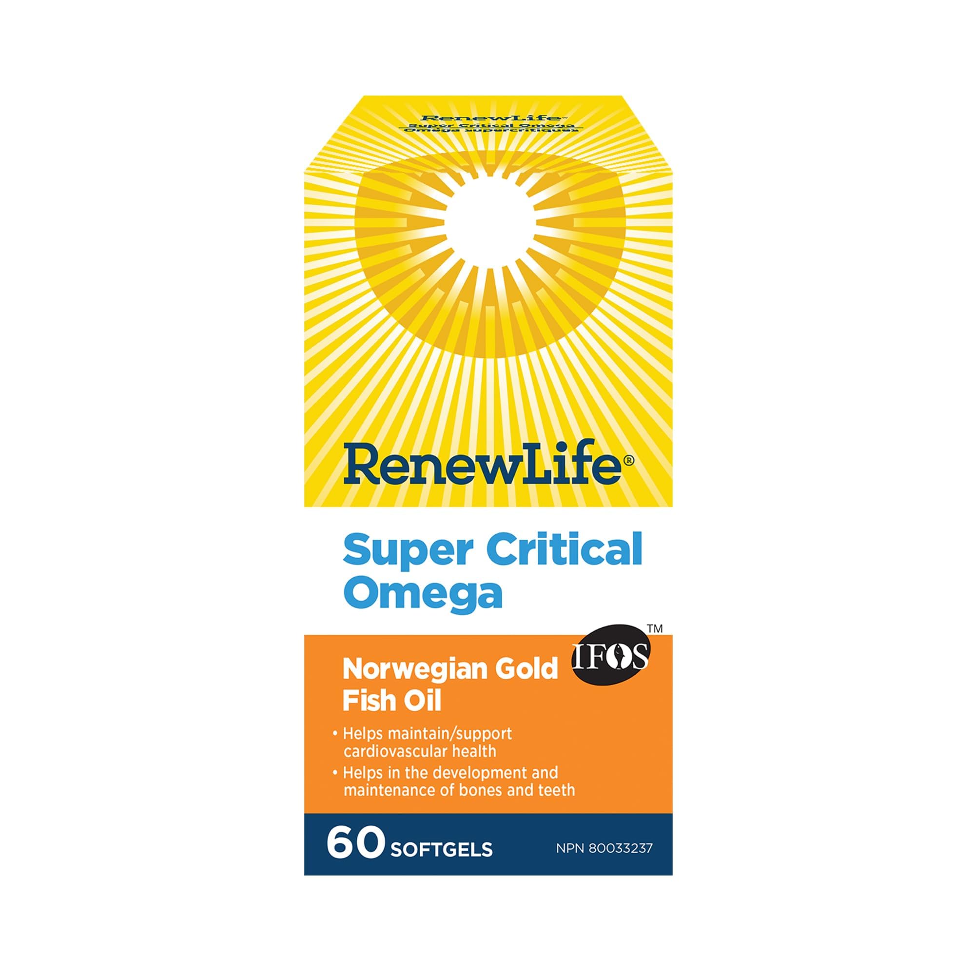Renew Life Super Critical Norwegian Gold, Fish Oil and Omega 3's, 60 ...