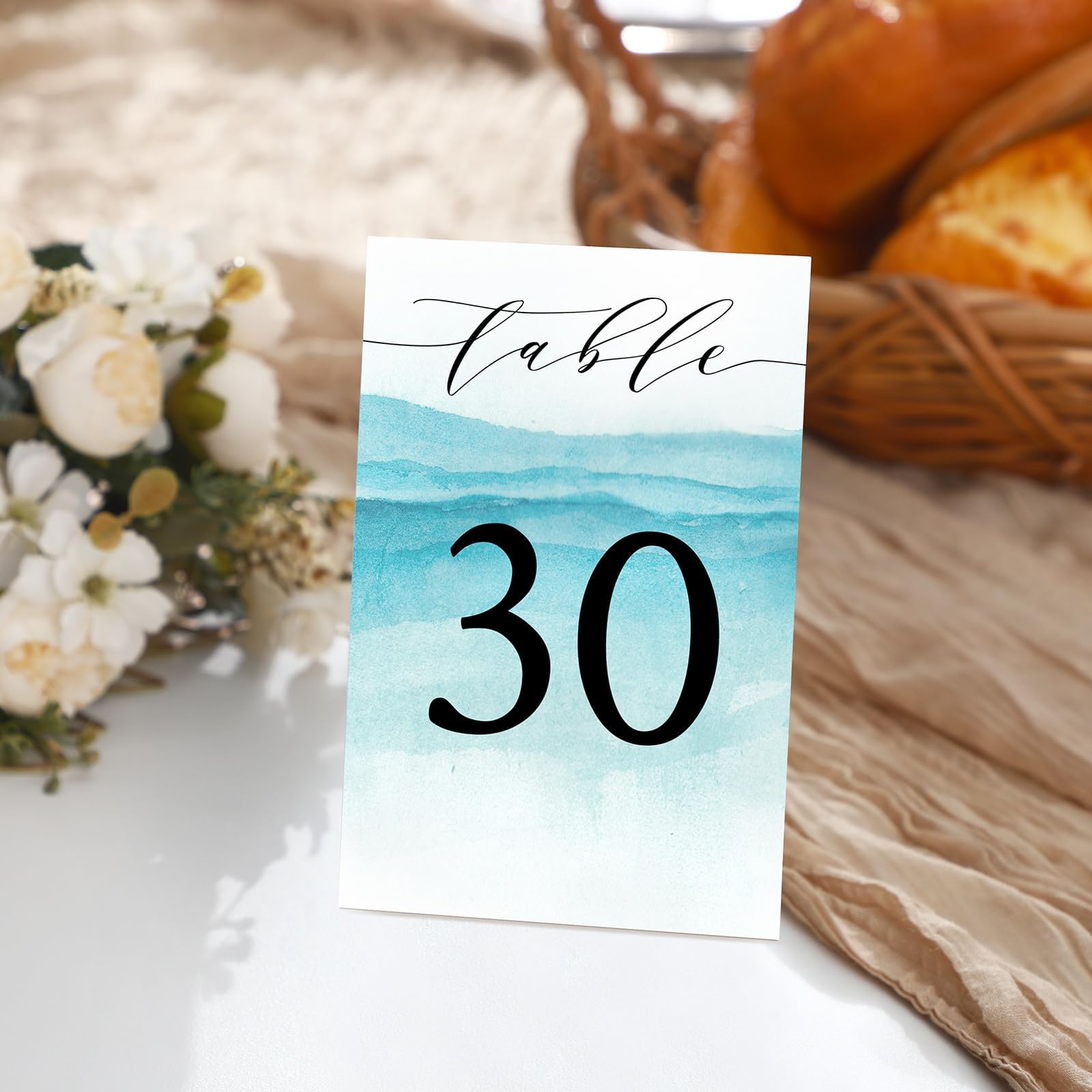 Amazon.com: Clabby 31 Pcs Wedding Table Numbers 1-30 Ocean Theme Double ...