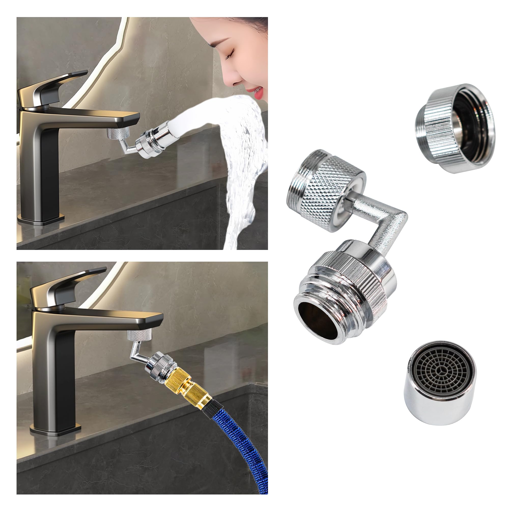 Amazon.com: 720 Degree Swivel Faucet to Garden Hose Adapter,3/4 Inch ...