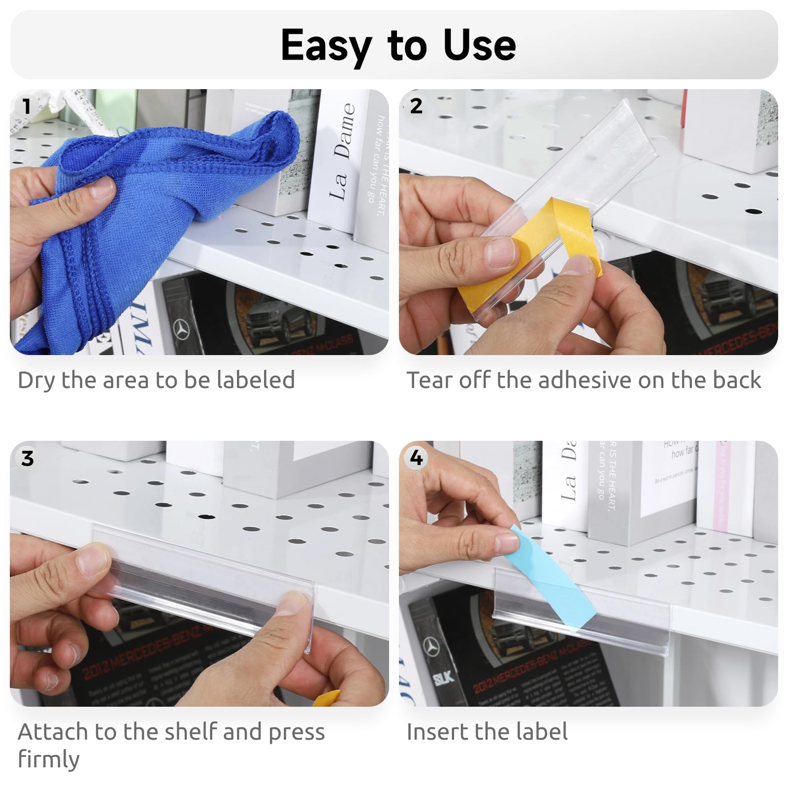 Snapklik.com : 25 Pcs Shelf Label Strips, 47 X 1.25 Inches Self ...