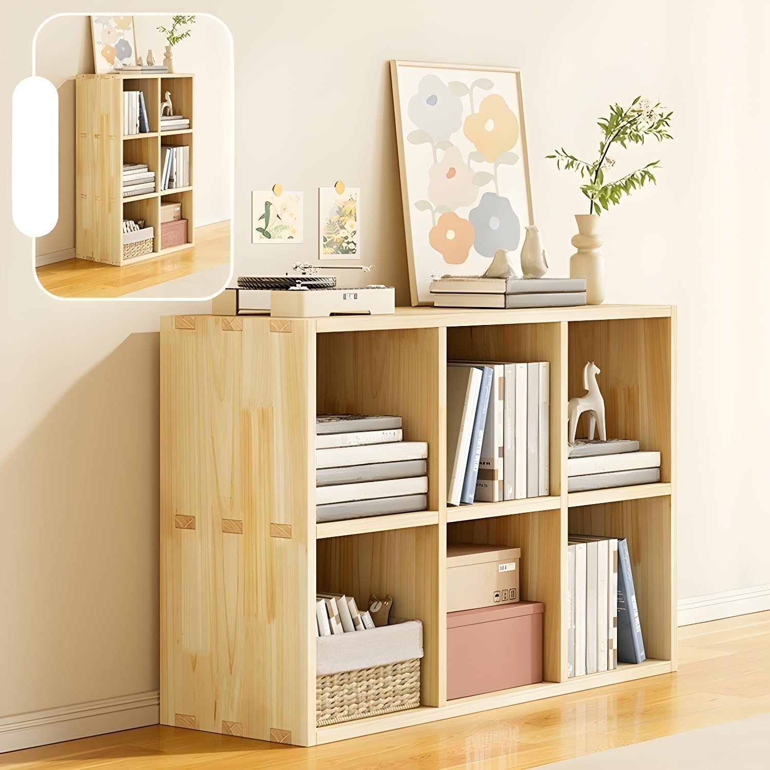 Amazon.com: LITFAD Solid Wood Cube Bookcase with Storage Shelves and ...