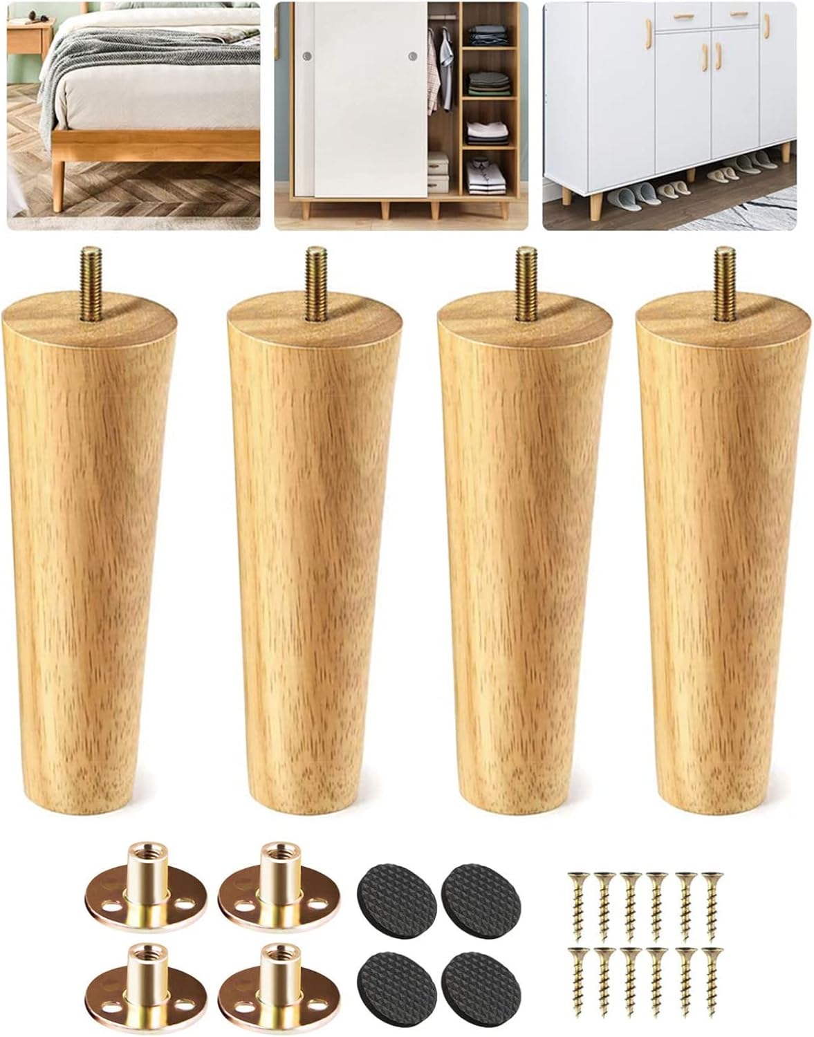 Eidoct Solid Wood Furniture Legs - Cabinet, Table, Chair & Dresser ...
