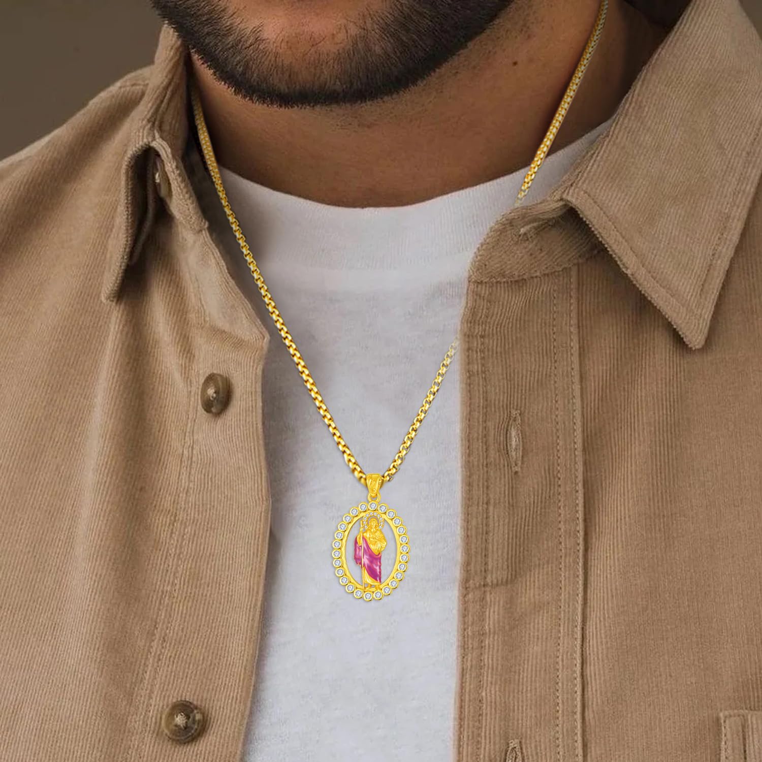 Snapklik.com : Gold San Judas Tadeo Necklace Sterling Silver Cadena De ...