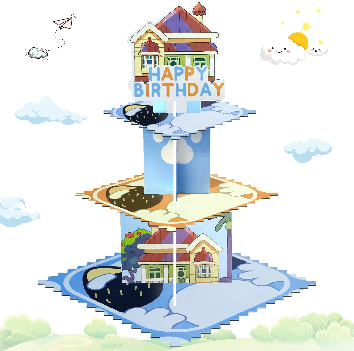 Amazon.com: Lukinuo Blue Dog Birthday Party Cake Stand 3 Tier Blue Dog ...