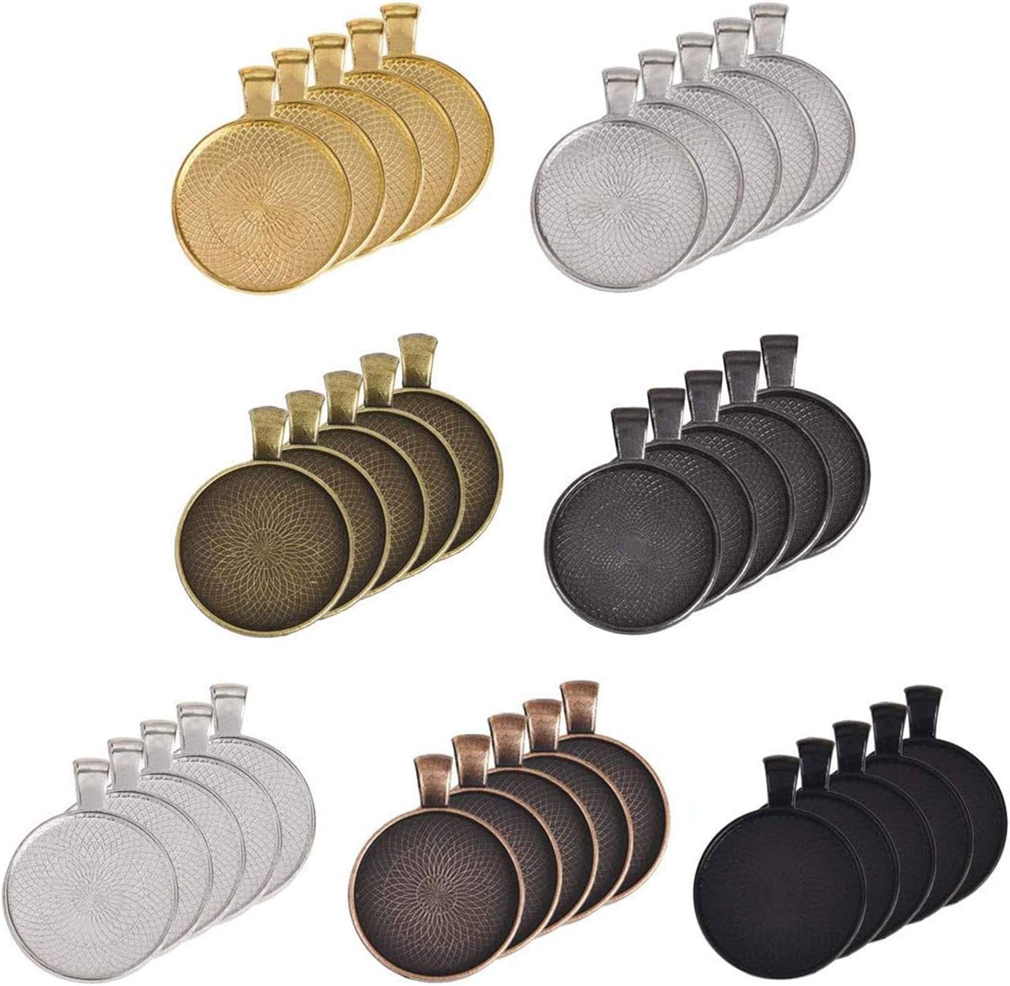 Amazon.com: LANBEIDE 70 Pieces 7 Colors Pendant Trays Round Bezel ...