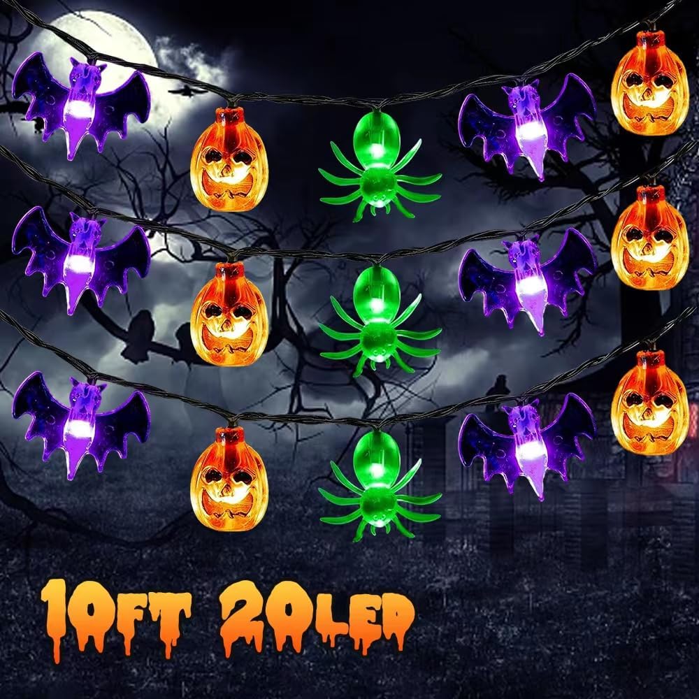 Amazon.com: HiPiiy Halloween String Lights Battery Operated, Bat Ghost ...
