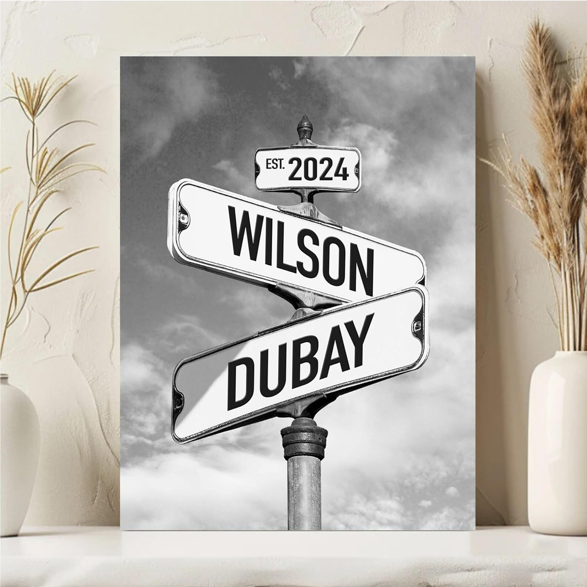 Amazon.com: Personalized Canvas Vintage Street Sign For Couples ...
