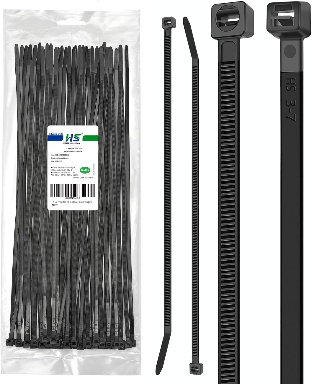 Amazon.com: XINGO 100 PCS Black Zip Ties with Screw Hole 12 Inch, 50lbs ...