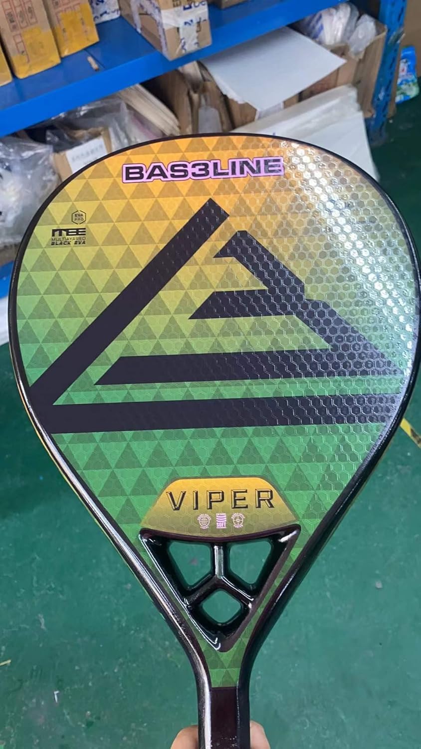 BAS3LINE VIPER Padel Racket 3K CARBON FIBRE with SOFT BLACK EVA ...