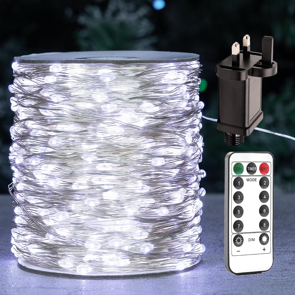 ZELUXDOT Cool White Fairy Lights 660FT Extra Long Silver Wire Plug in ...