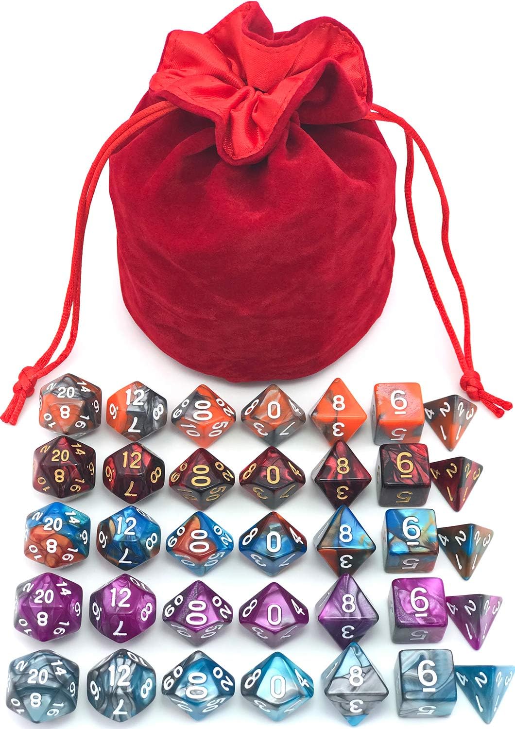 Amazon.com: 5 Assorted Colors Polyhedral Dice Set for Dungeons and ...