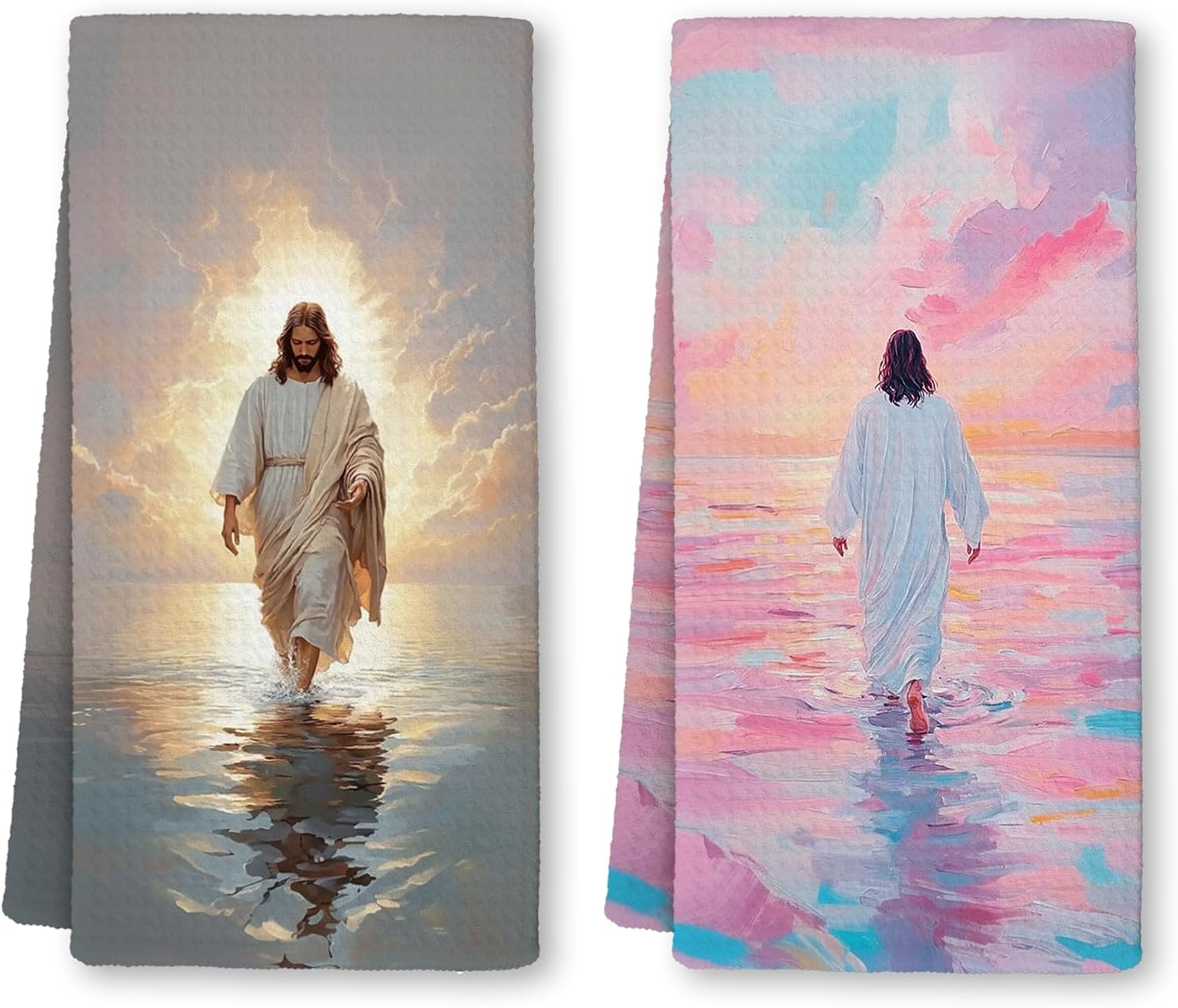 Amazon.com: Yjeslw Christian Decor Kitchen Towels, Jesus Walking on ...