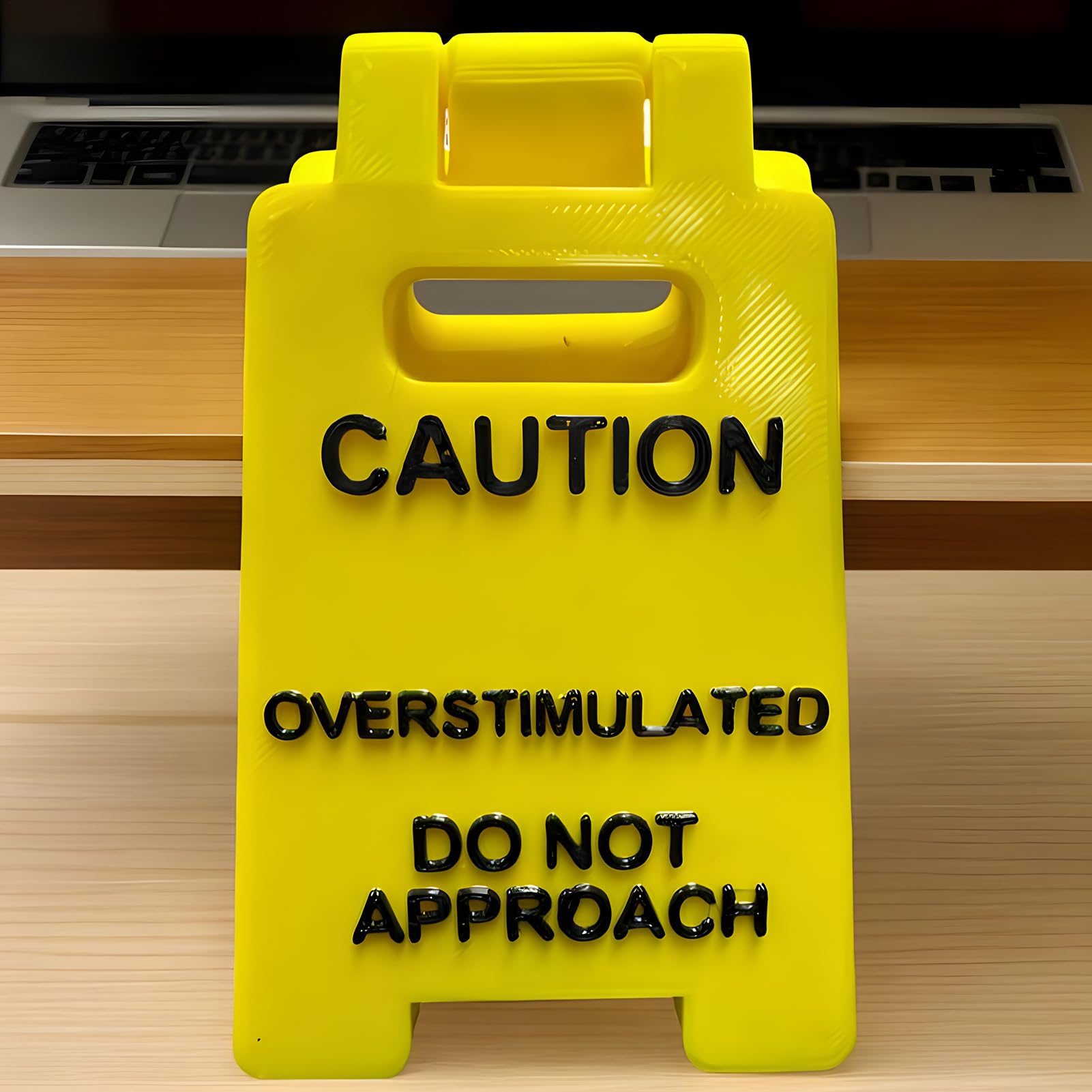 Caution Over Simulated Desk Sign Funny Office Desk Warning Sign ...