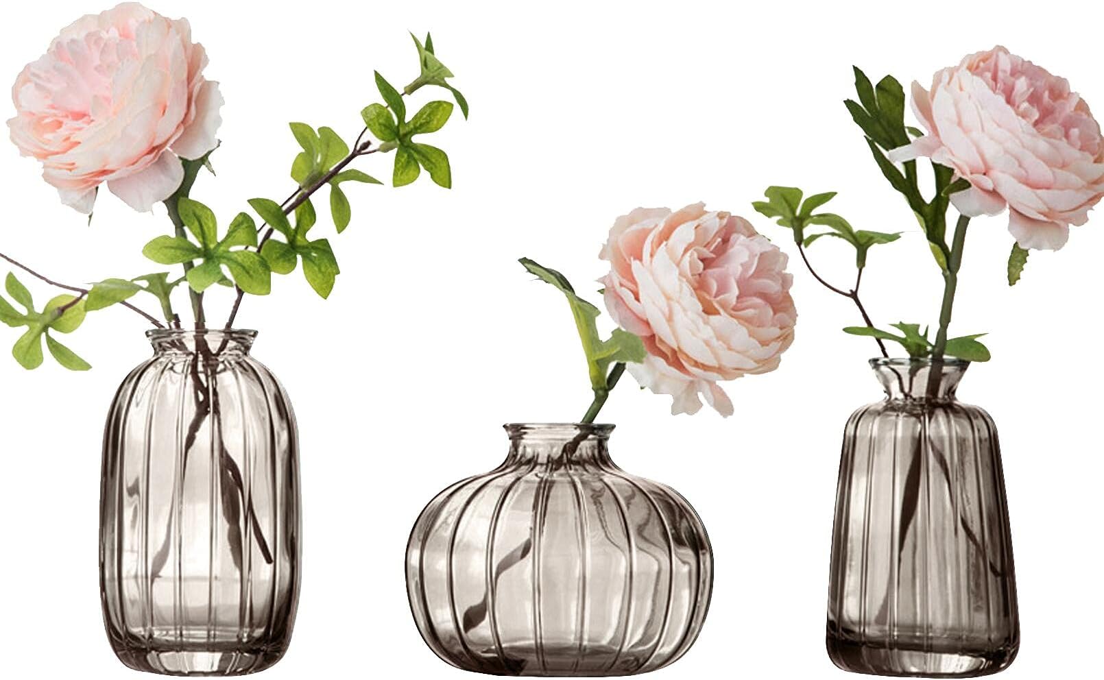 The Contemporary Home Set Of Three Faceted Glass Vases : Amazon.co.uk ...
