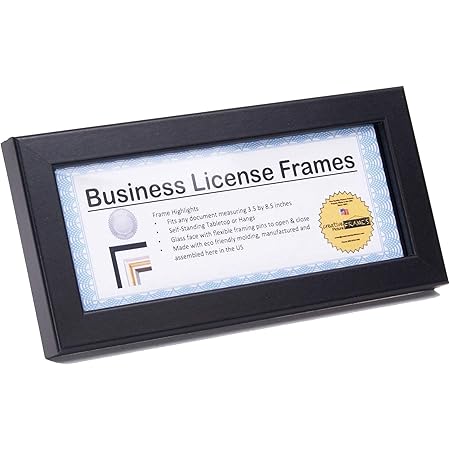Amazon.com: Creative Picture Frames 5.5” x 10.5” Black Business License ...