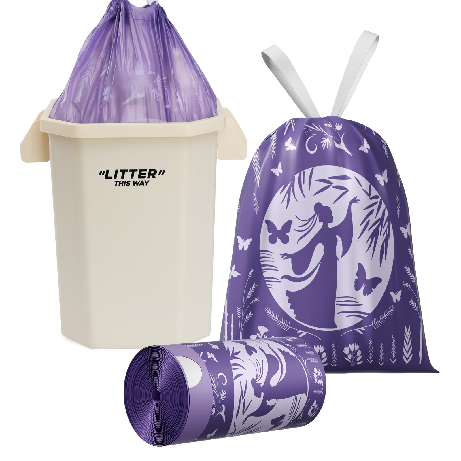 Amazon.com: 6-8 Gallon Trash Bags Drawstring, Medium Trash Bags 8 ...