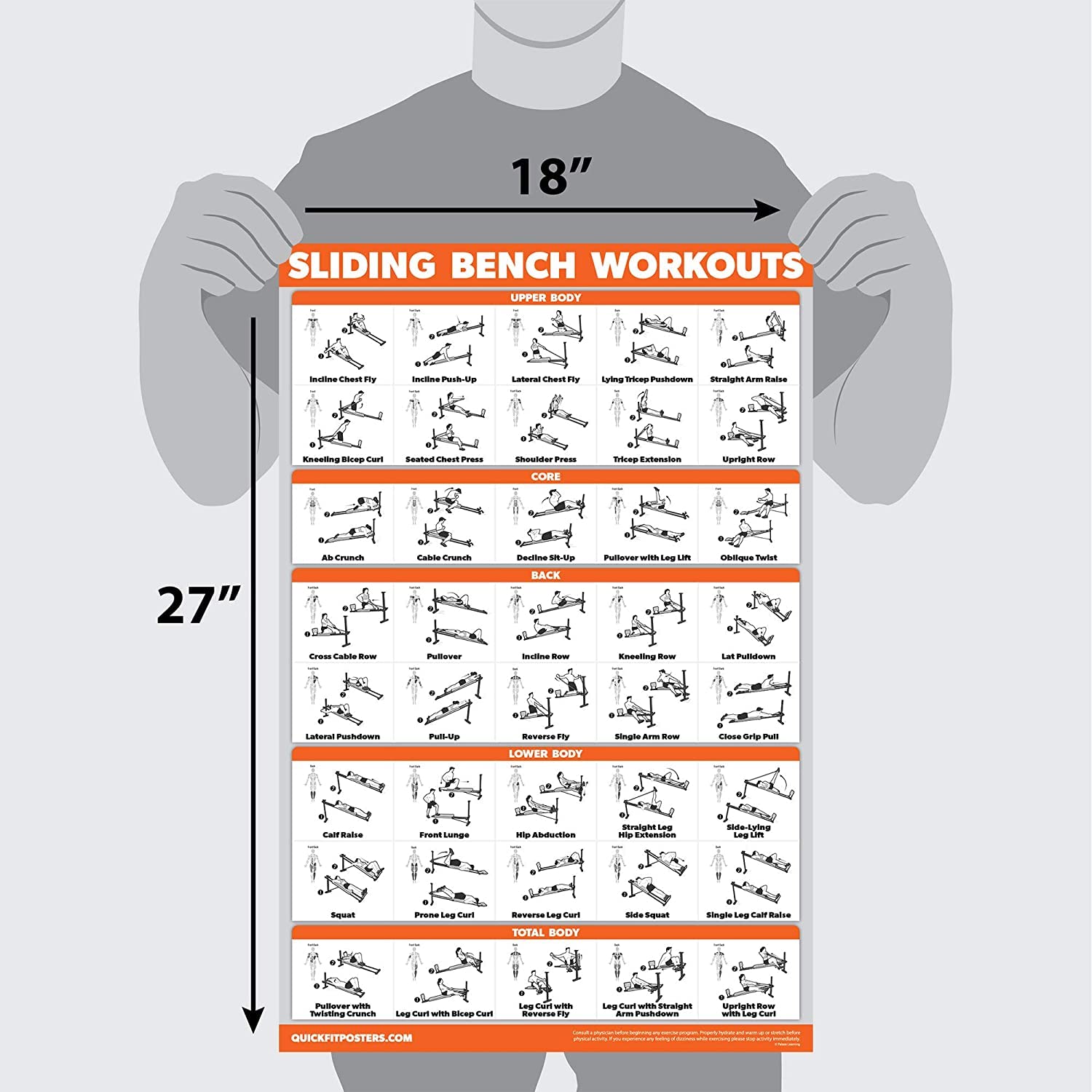 QuickFit Sliding Bench Workout Poster - Compatible with Total Gym ...