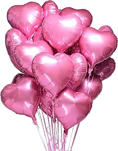 Amazon.com: 30 pcs Pink Heart Foil Balloons 18" Heart Shaped Mylar ...