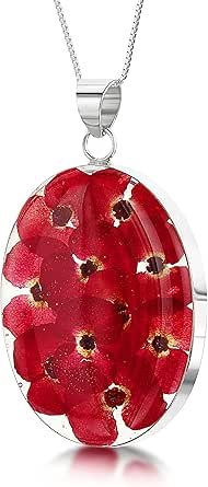 Shrieking Violet 925 Sterling Silver Oval Real Flower Pendant Necklace ...