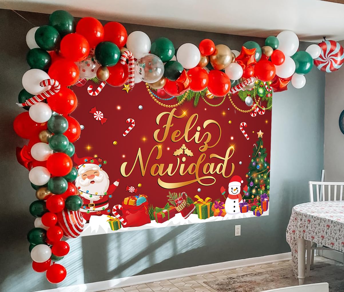 Snapklik.com : Feliz Navidad Backdrop Feliz Navidad Decorations Red ...