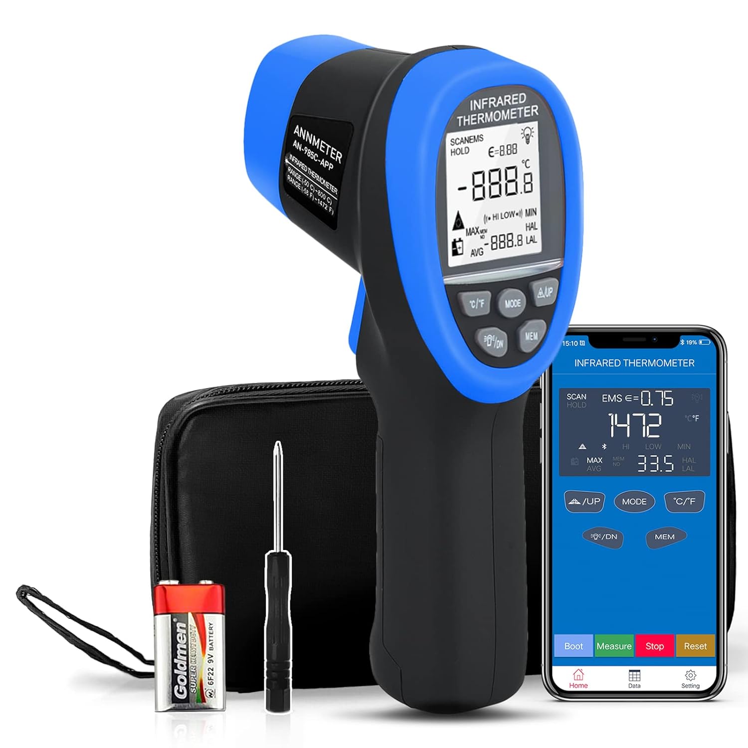 Digital Infrared Thermometer-Non Contact High Temperature Gauge, APP ...