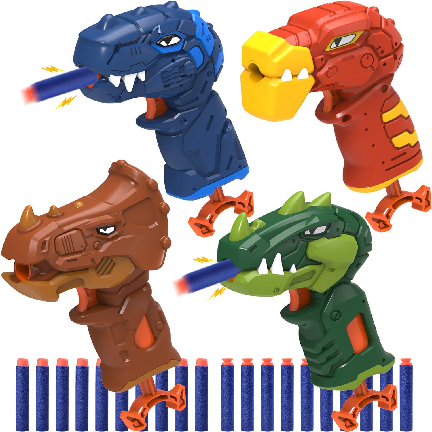 Amazon.com: 4-Pack Mini Dinosaur Toy Guns Set for Kids Nerf Party ...