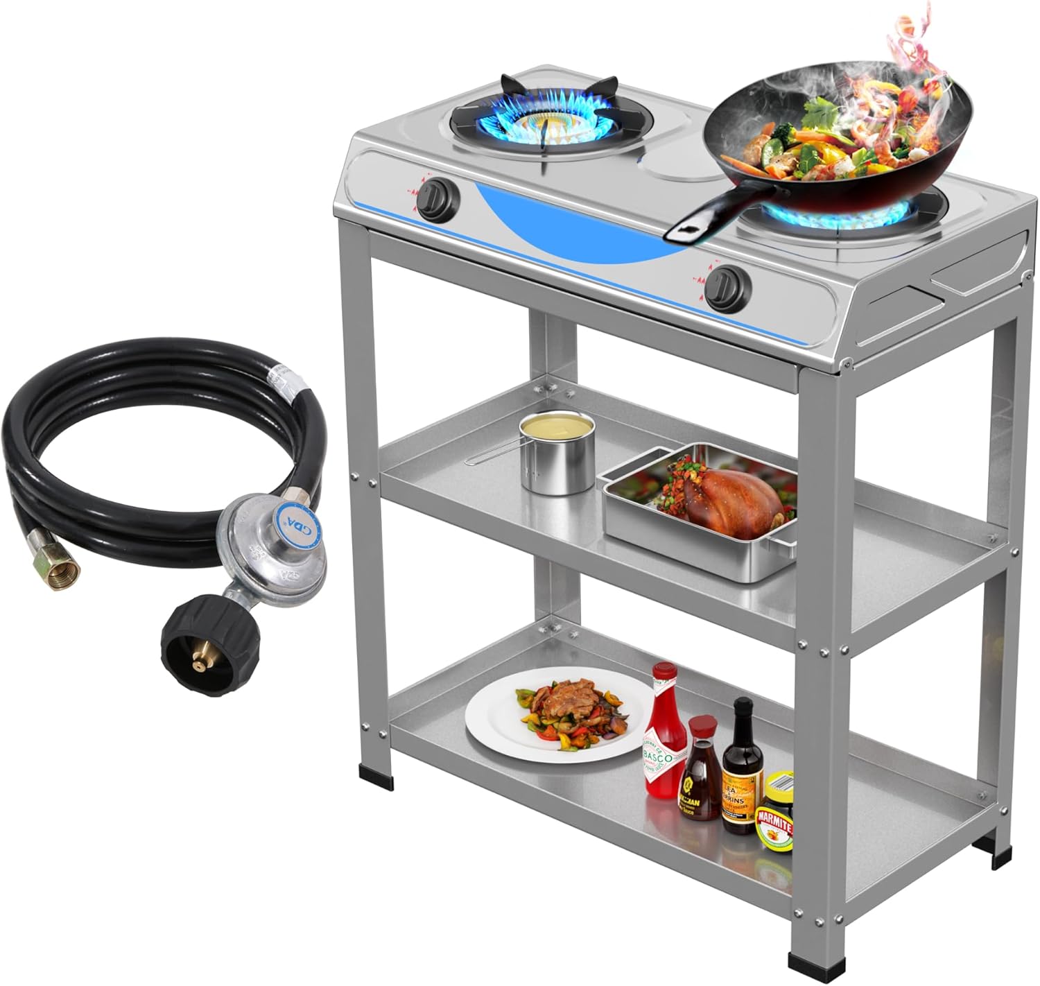 Amazon.com: Propane Gas Stove,2 Burner Propane Burner, with Removable ...