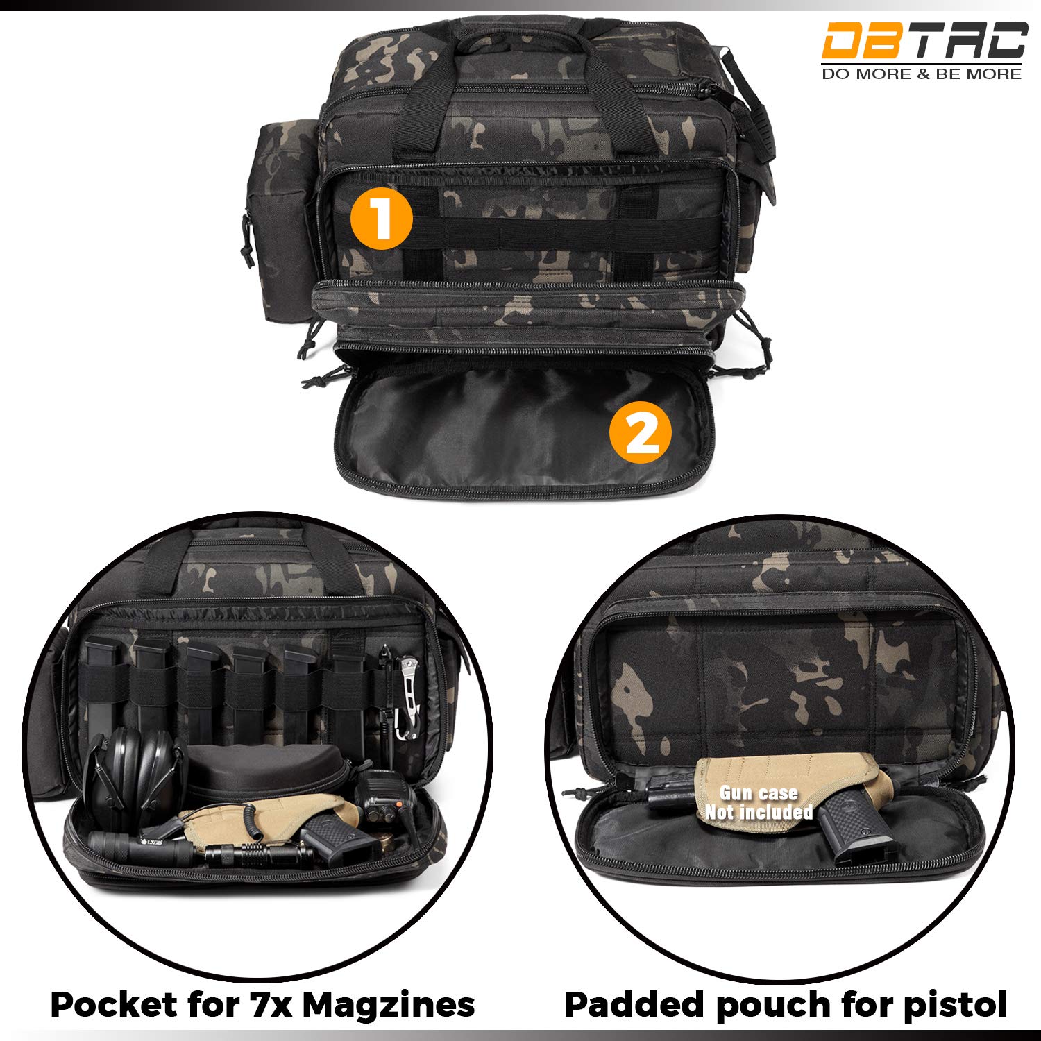 DBTAC Gun Range Bags Deluxe Middle Size | Tactical 2~4 Pistol Shooting ...