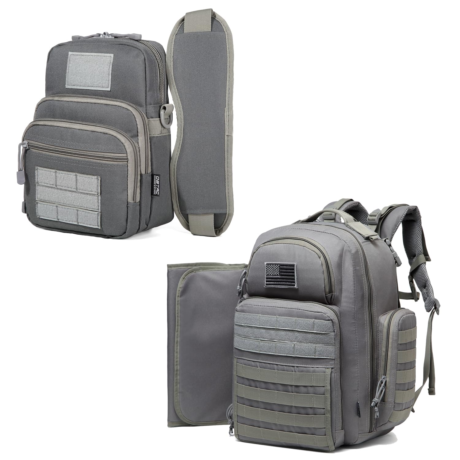 Amazon.com: DBTAC Diaper Backpack for Men + Tactical Sling Bag Small ...