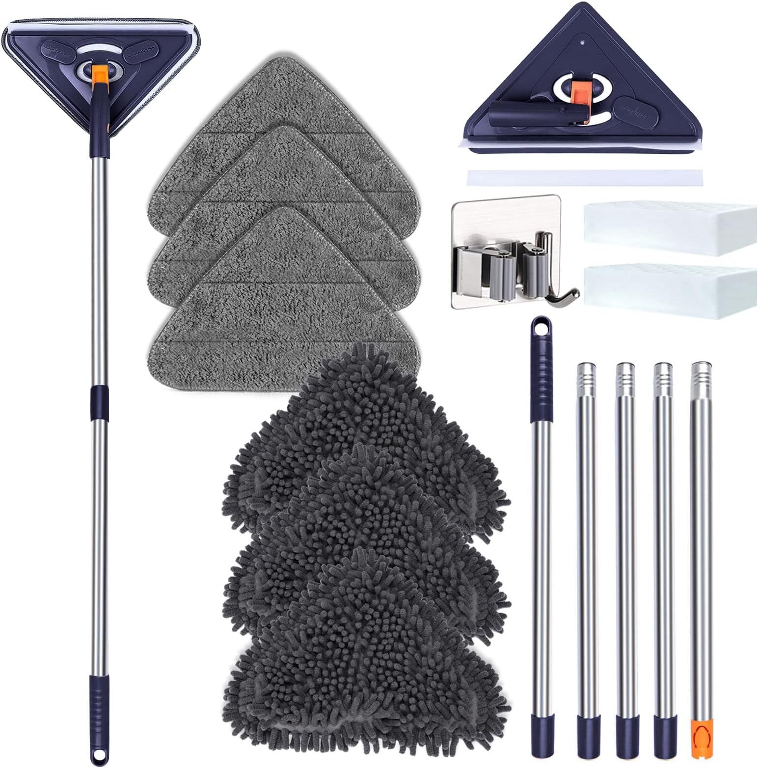 Amazon.com: Wall mop with Long Handle Replacement Pad Triangle Dust Mop ...