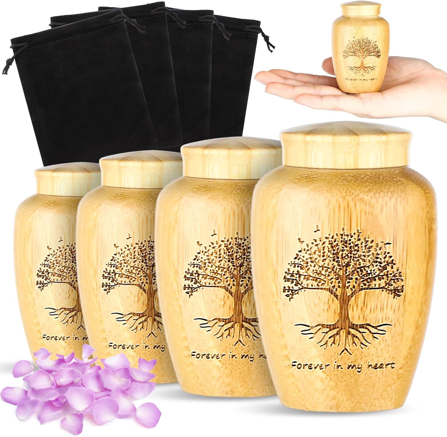 Amazon.com: Beeveer 4 Sets Small Urn for Human Ashes Mini Urns with ...