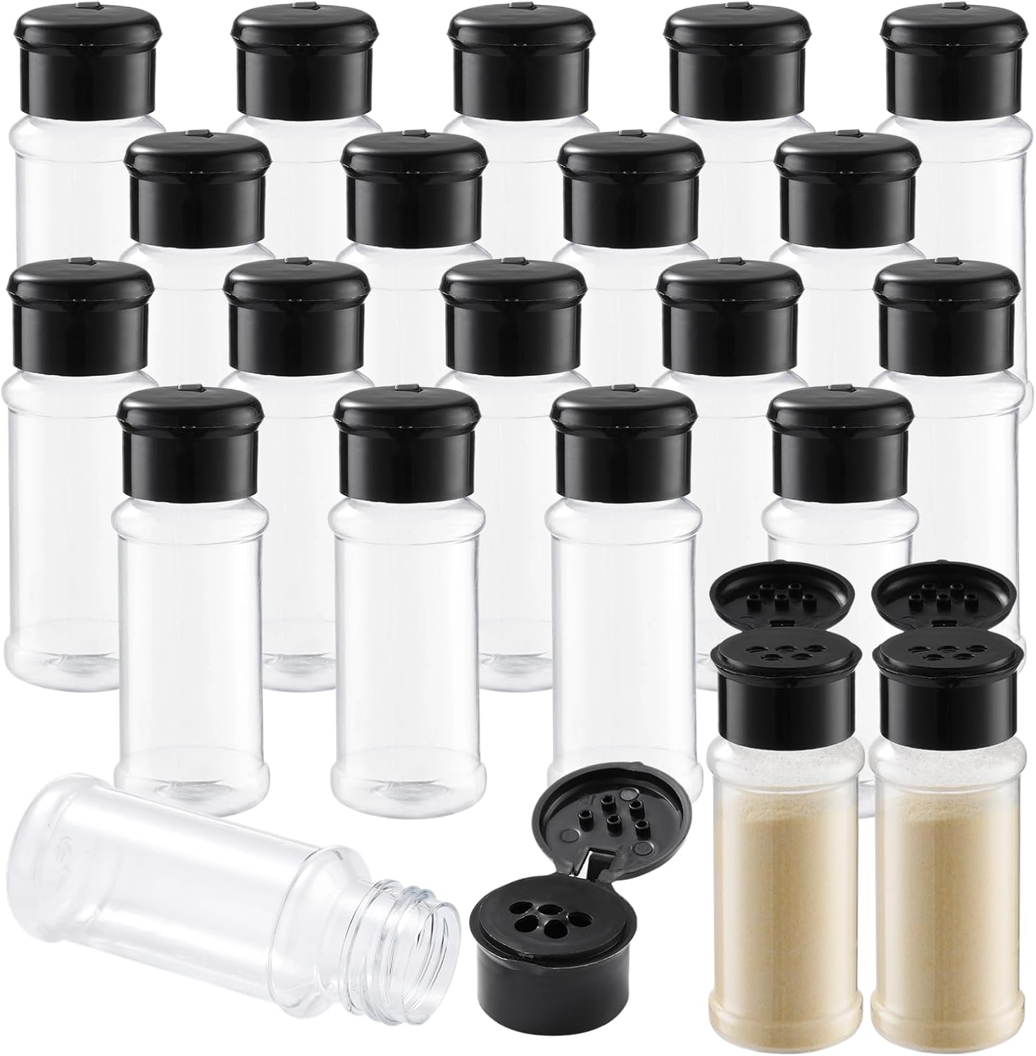 Amazon.com: Varku 100 Pcs Plastic Spice Bottles, Plastic Seasoning Jars ...