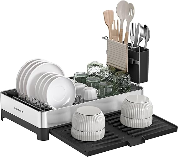 Amazon.com - SONGMICS Small Dish Drying Rack, Expandable Dish Dryer for ...