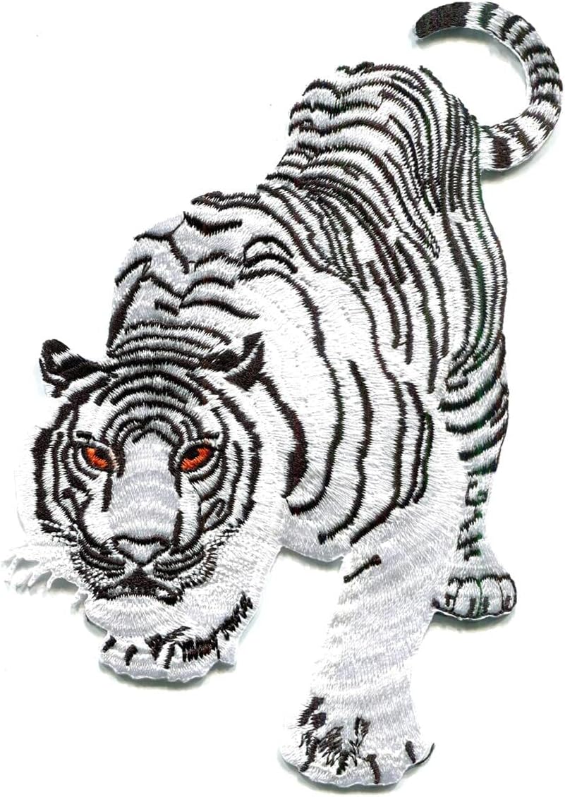 Amazon.com: Tiger Patch The Roaring Striped White Tiger Applique ...