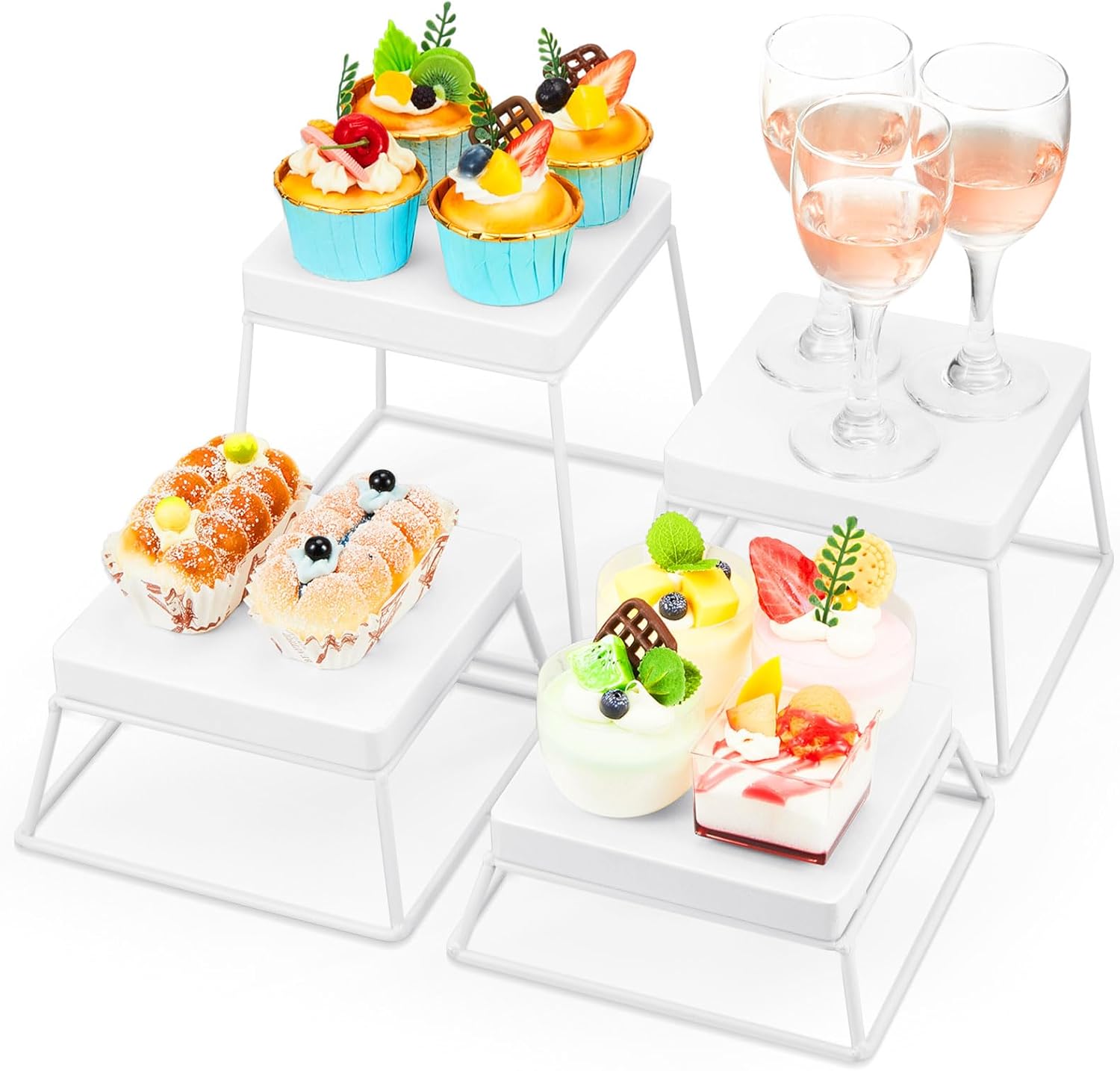 Amazon.com | Sliner 4 Pcs 6 x 6 Inch Wooden Retail Buffet Risers Food ...