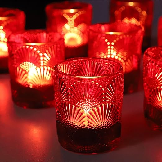 Amazon.com: Woho Red Votive Candle Holders Set of 12 for Boho Wedding ...