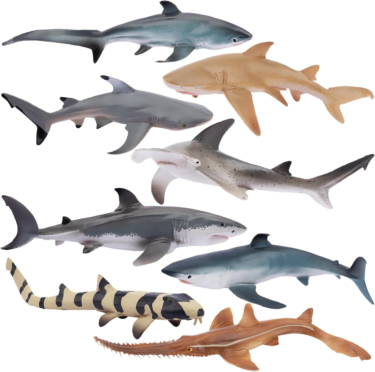 Amazon.com: Toymany 8PCS Shark Toys Figurines, Realistic Sea Creatures ...