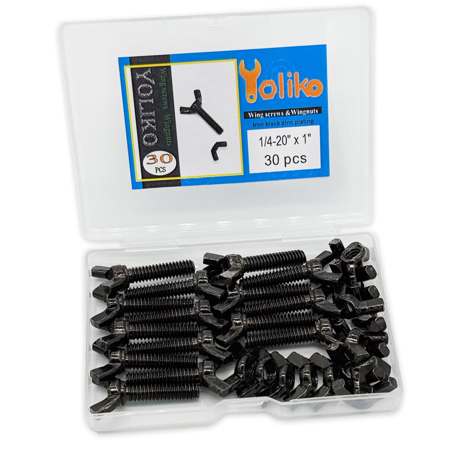 Snapklik.com : 30 Pcs Black Zinc Coated 1/4"-20 X1 Wing Screw Bolts And ...